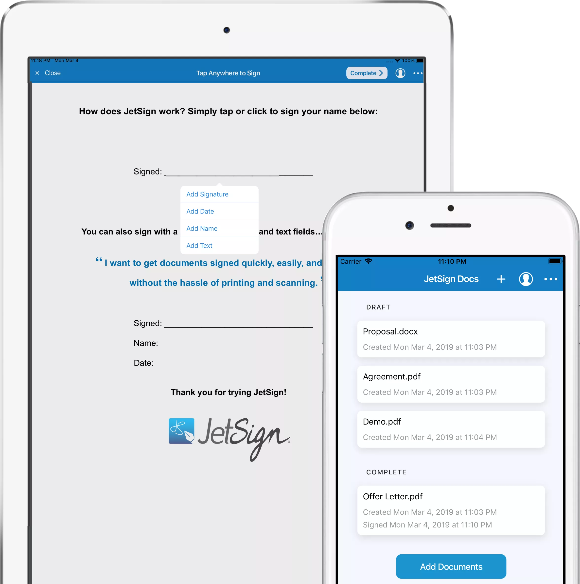e-Signature App for iPhone & Android - JetSign